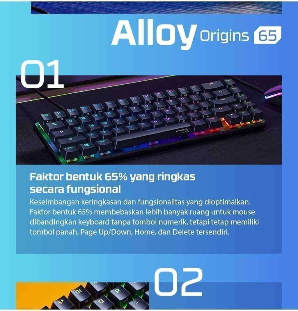 Jual HyperX Keyboard Gaming Alloy Origins 65 65% Compact Wired Red ...