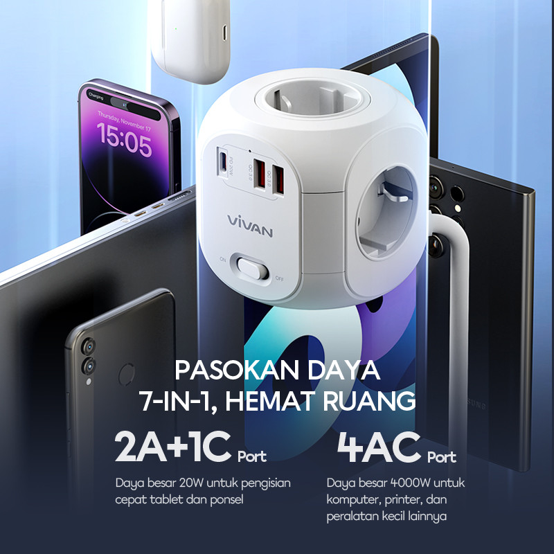 Jual VIVAN Safety Socket VPS-H008A | Stop Kontak Colokan Listrik Saklar ...