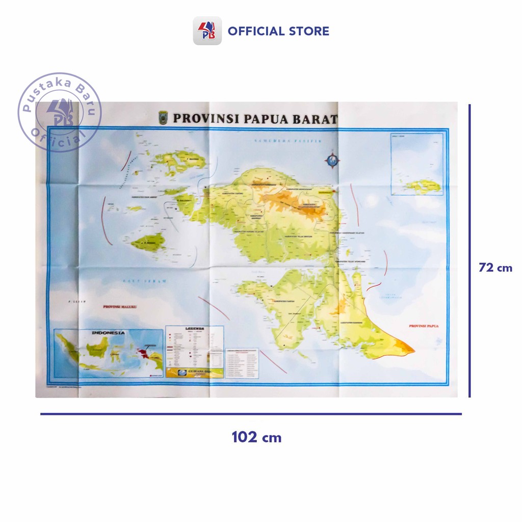 Jual Peta Provinsi Papua Barat / Peta Lipat Lembaran Provinsi Papua ...