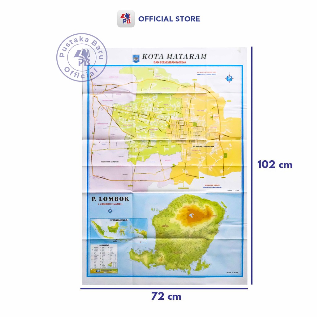 Jual Peta Kota Mataram / Peta Lipat Lembaran Kota Mataram / Mas Surya - BB | Shopee Indonesia