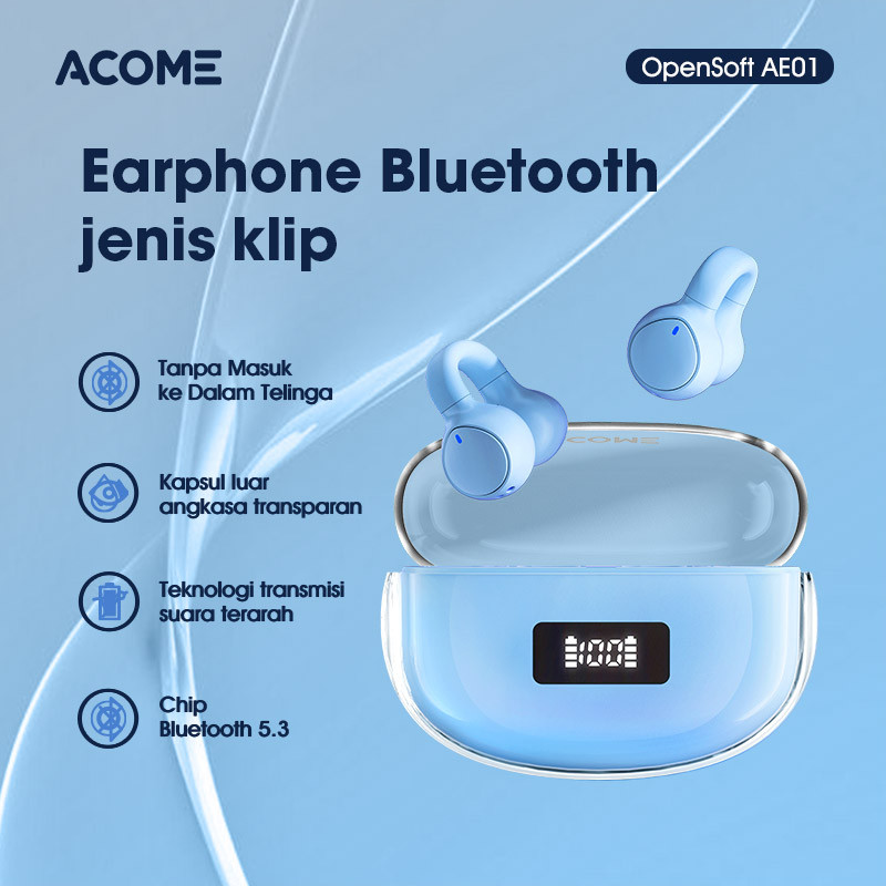 Jual [FREE STIKER] Acome Headset Earphone Bluetooth 5.3 Jenis Klip ...