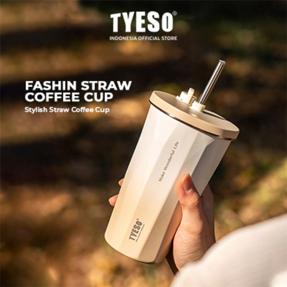 Jual Tyeso Tumbler Gelas Kopi Gradasi Portable 600ml Stainless Steel Free Sedotan TS-8848 ...