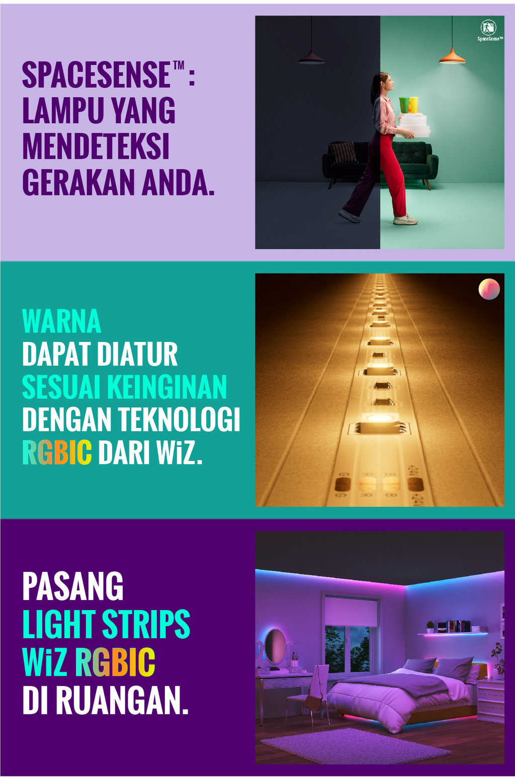 Jual WiZ Lampu Smart LED Strip 5M Starter Kit WiFi RGBIC adaptor – Lampu Hias TV, Lampu Dinding ...