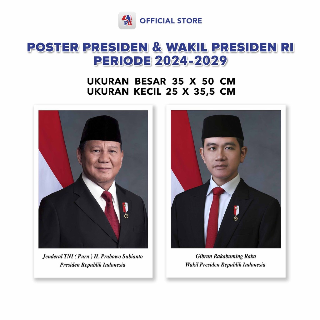 Jual Foto Presiden Dan Wakil Presiden Indonesia 2024 - 2029 Prabowo - Gibran dan Lambang Garuda ...