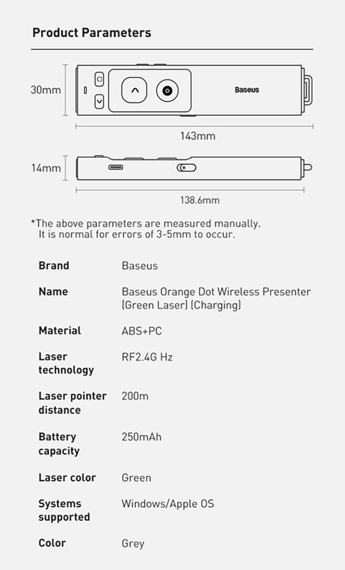 Jual Baseus Pointer Meeting Orange Dot Wireless Presenter Jarak 200M ...