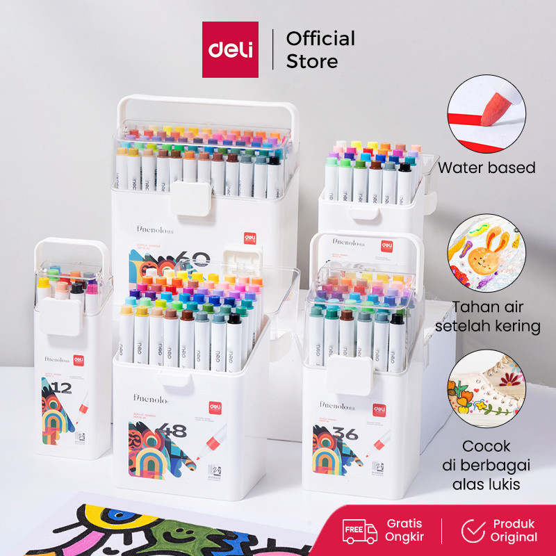 Jual Deli Spidol Akrilik / Acrylic Marker Water Based Warna Cerah HM118 ...