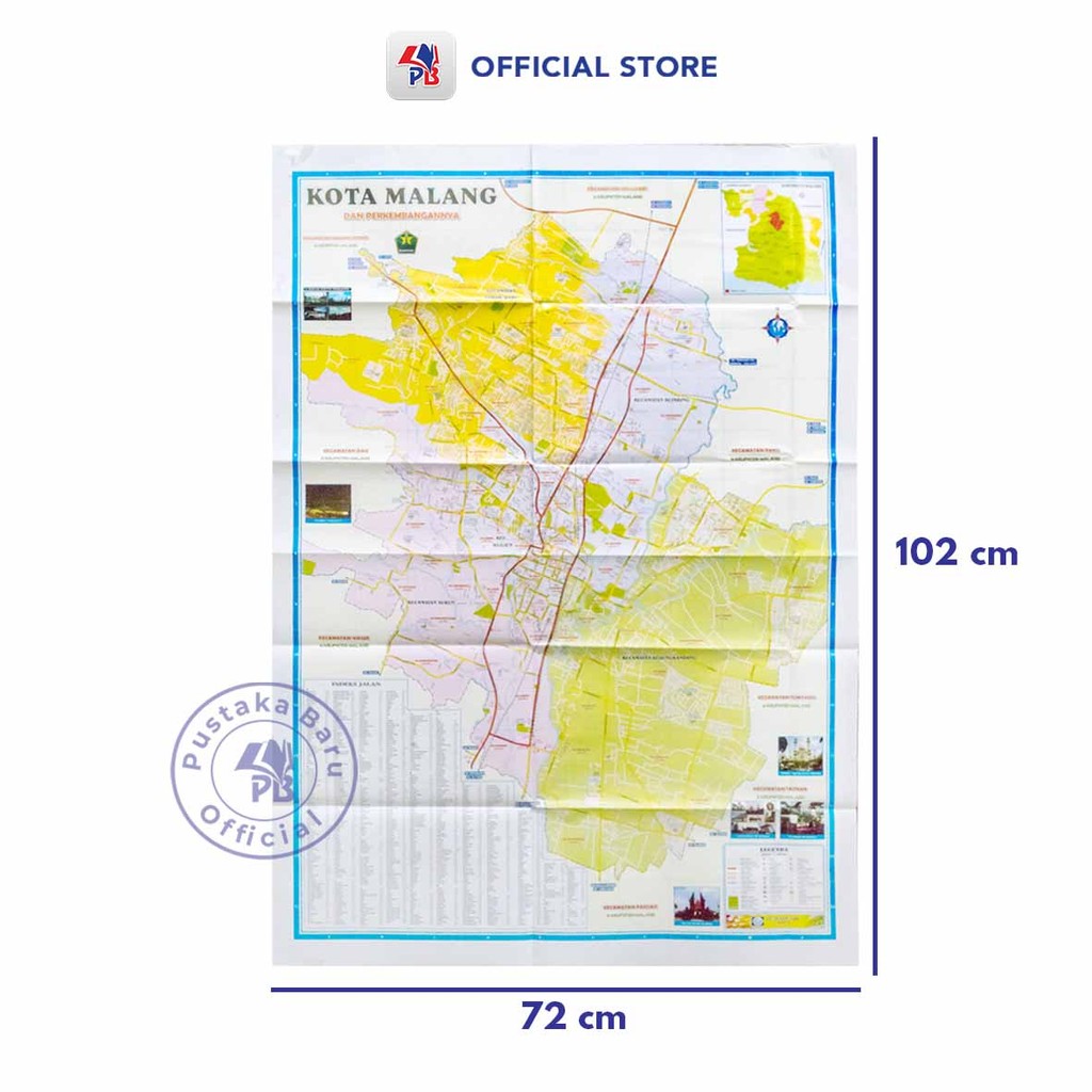 Jual Peta Kota Malang / Peta Lipat Lembaran Kota Malang / Mas Surya - BB | Shopee Indonesia