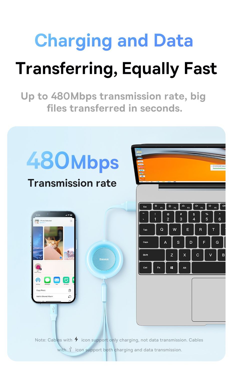 Jual Baseus Cable Data 3 in 1 USB to Micro Type-C Lighting 3.5 A Bright ...