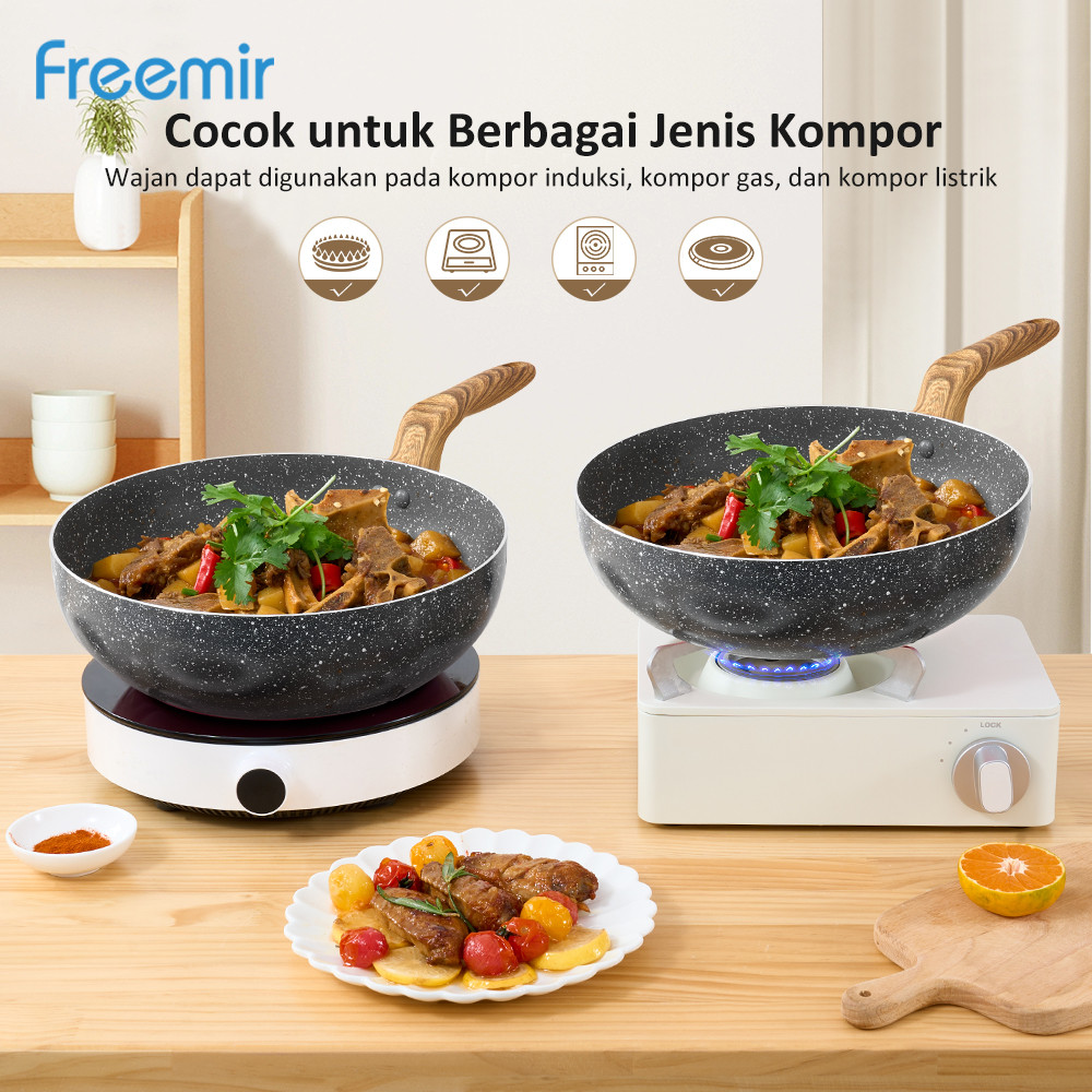 Jual [OFFICIAL MALL] freemir Wajan Anti lengket 24cm Hitam Wajan/panci ...