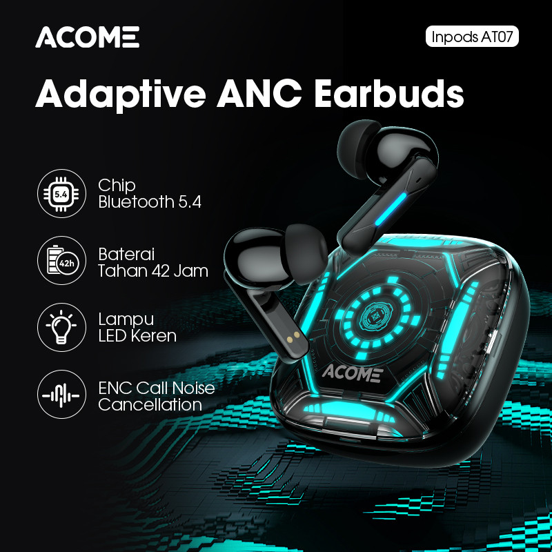 Jual ACOME TWS Inpods AT07 Headset Earphone Bluetooth 5.4 RGB Support ...
