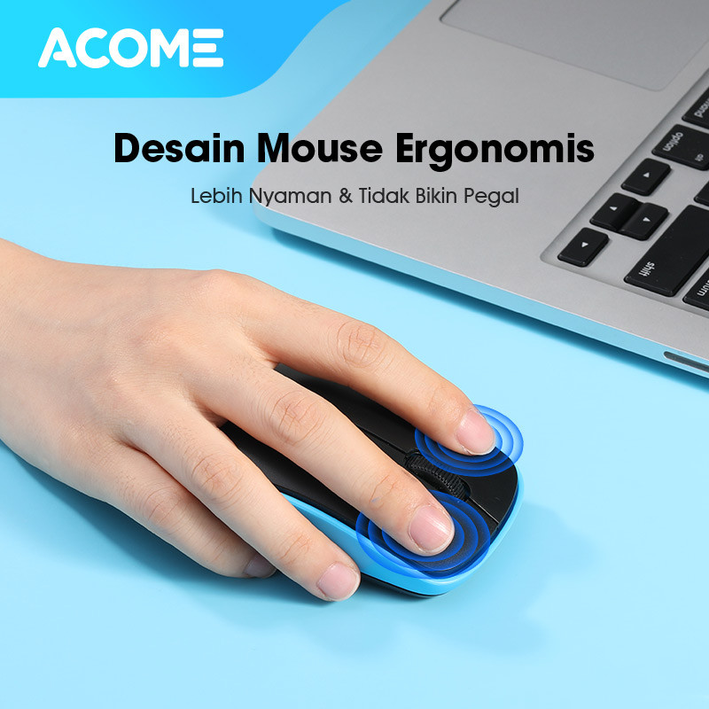 Jual Acome Keyboard & Mouse Wireless Portable 1600 DPI Tombol Silikon ...