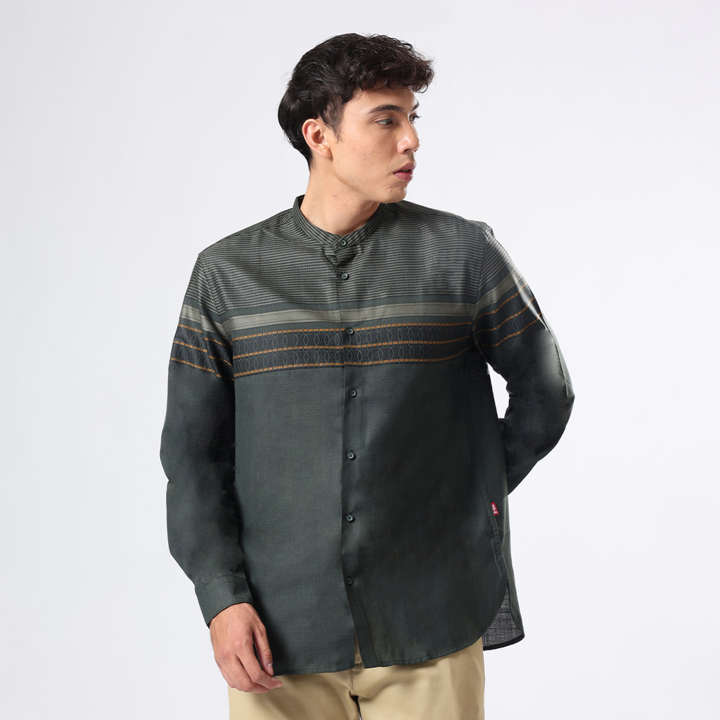 Jual EDWIN JEANS - AZKHA ARMY GREEN Kemeja Koko Lengan Panjang Pria ...