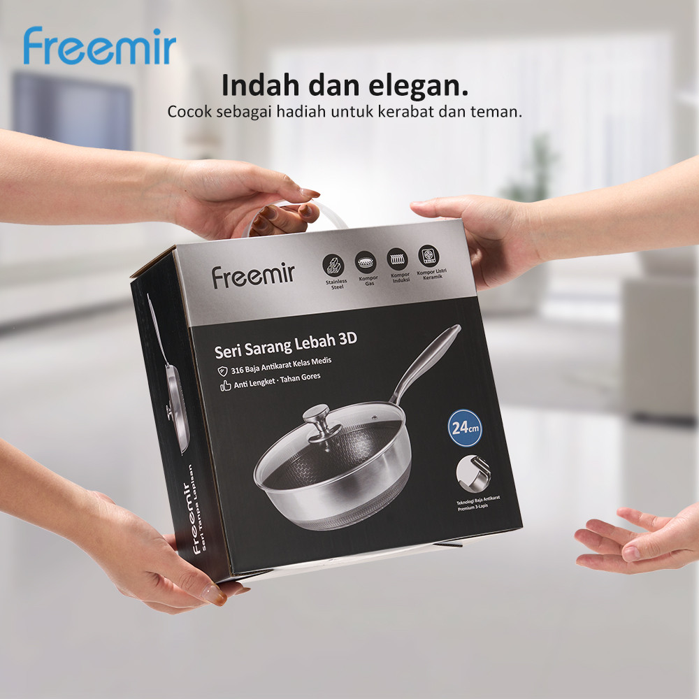 Jual Special freemir Panci Honeycomb stainless steel Tiga Lapis 316 dengan Tutup Kaca 24cm Anti ...