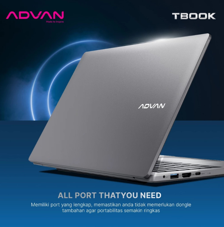 Jual ADVAN Laptop TBook Celeron N100 Intel N100 8Gb/128GB 14" HD Free Windows 11- Garansi Resmi ...