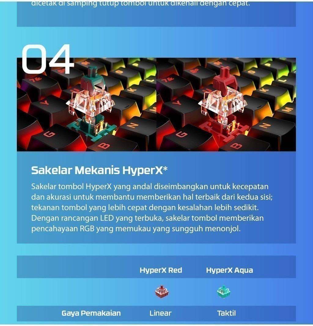 Jual HyperX Keyboard Gaming Alloy Origins 65 65% Compact Wired Red ...