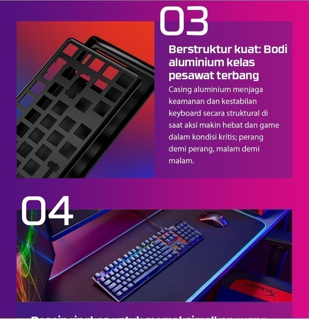 Jual HyperX Keyboard Gaming Alloy Origins 100% Wired Blue Mechanical ...