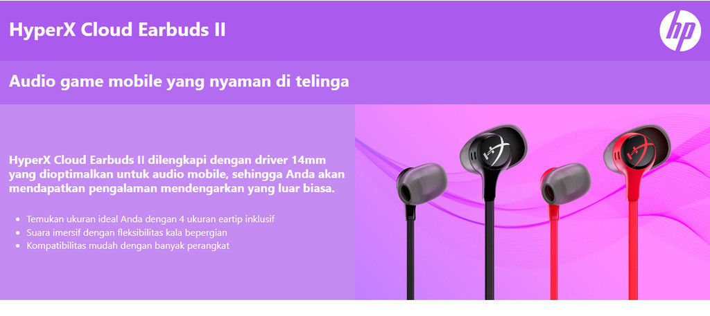 Jual HyperX Earbuds Gaming Cloud II - Red Wired Noise Cancelling Stereo ...