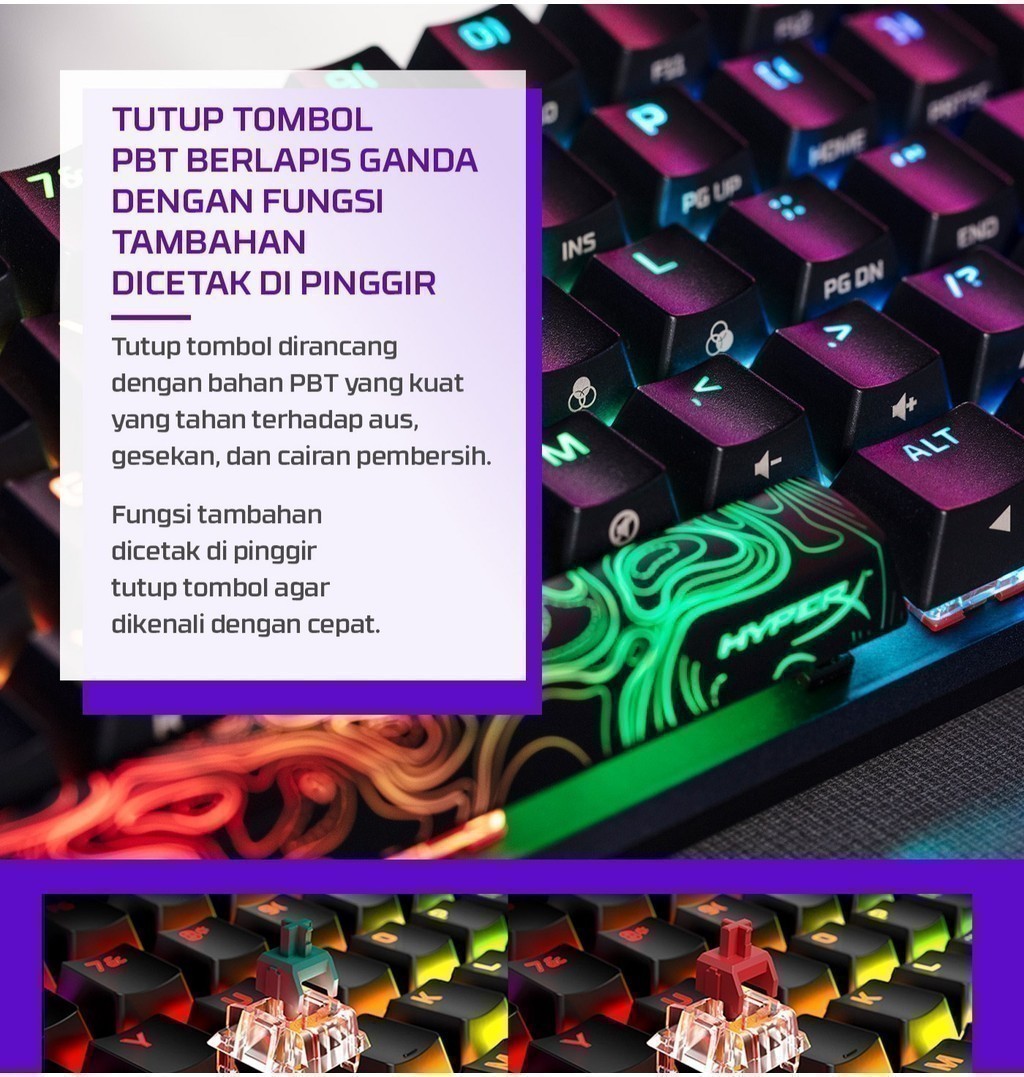 Jual HyperX Keyboard Gaming Alloy Origins 60 60% Wired Red / Aqua ...