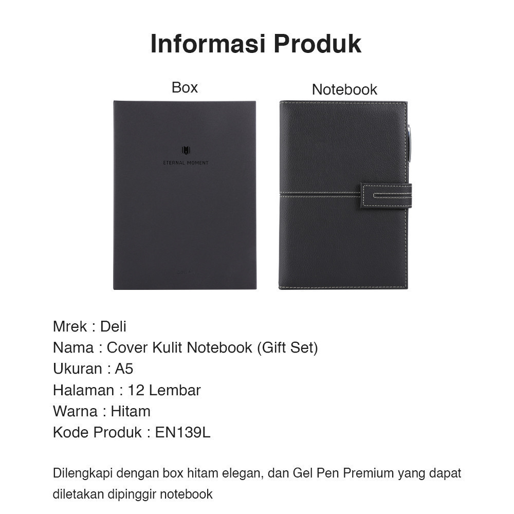 Jual Deli Leather Cover Notebook Gift Set / Set Hadiah Buku Catatan ...