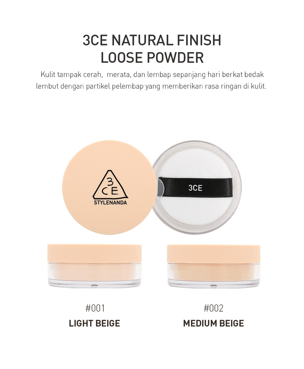 Jual 3CE Official Natural Finish Loose Powder - Bedak Tabur Tahan Lama ...
