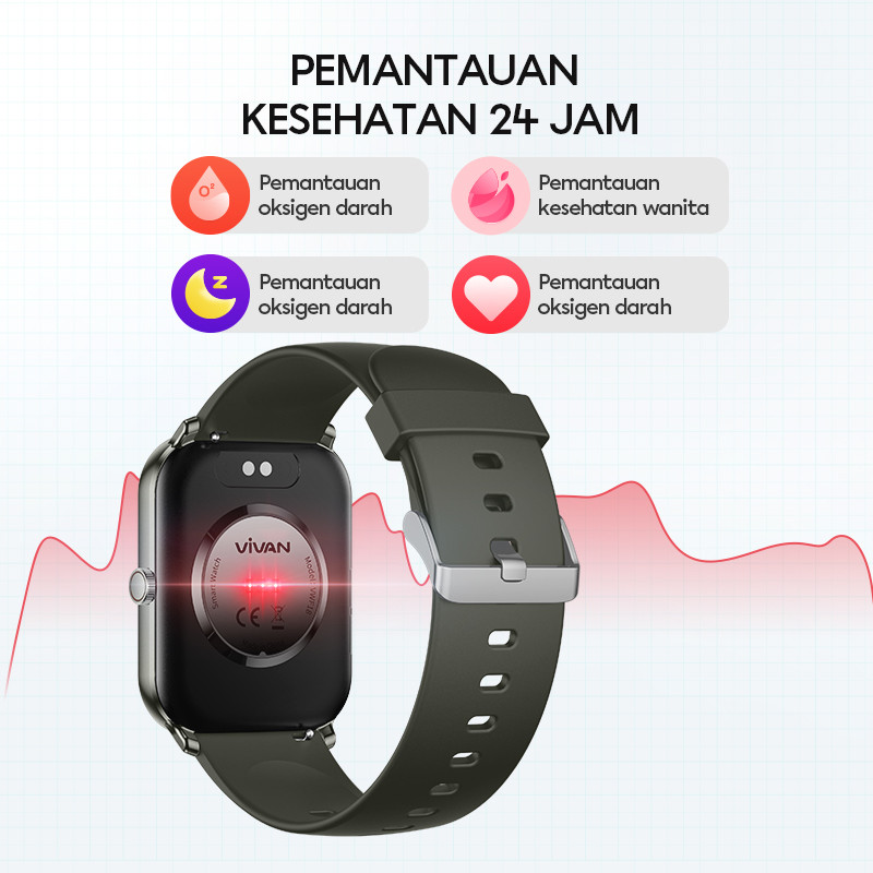 Jual VIVAN Smartwatch VWF18 | Waterproof IP68 | 100+ Sports Mode ...
