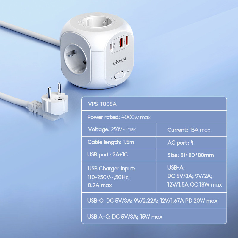 Jual VIVAN Safety Socket VPS-H008A | Stop Kontak Colokan Listrik Saklar ...