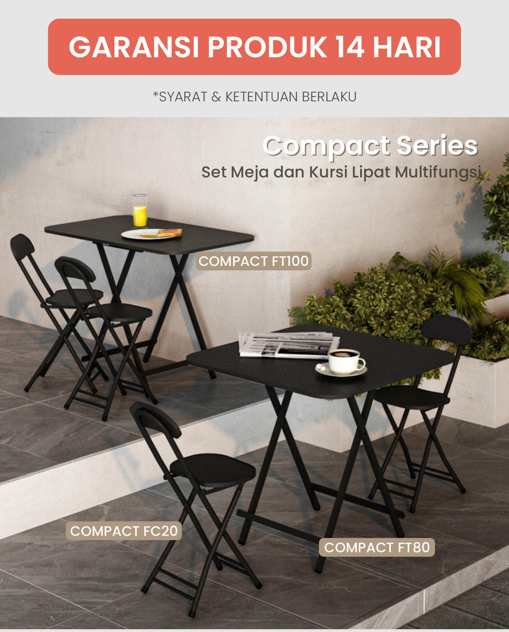 Jual PIRA - COMPACT FT FC Meja Makan / Meja Lipat / Meja Teras / Meja Cafe / Kursi Makan / Kursi ...