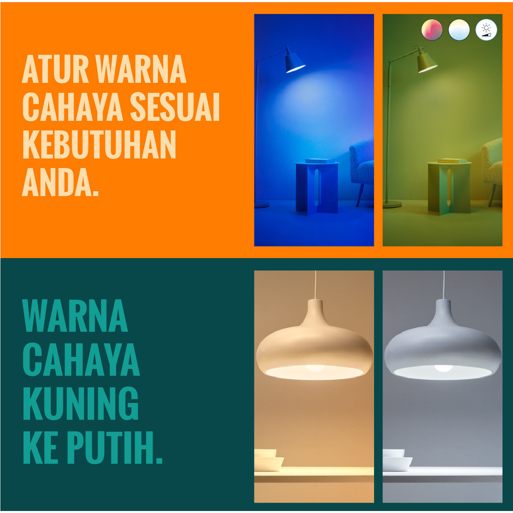 Jual WiZ Lampu Smart LED WiFi Smart Bulb RGB Warna 8,5W, 8,5W Multipack, 13W | Shopee Indonesia