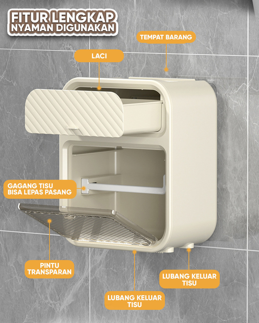 Jual ANGOLA Kotak Tisu Tempel Dinding D55 Tempat Tisu Anti Bor / Toilet ...