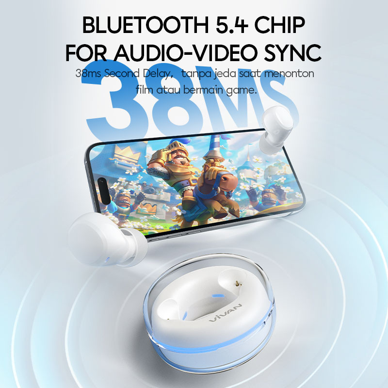 Jual [Hanya 2.5 gram] VIVAN Space Mini TWS Bass Up Bluetooth 5.4 Low ...