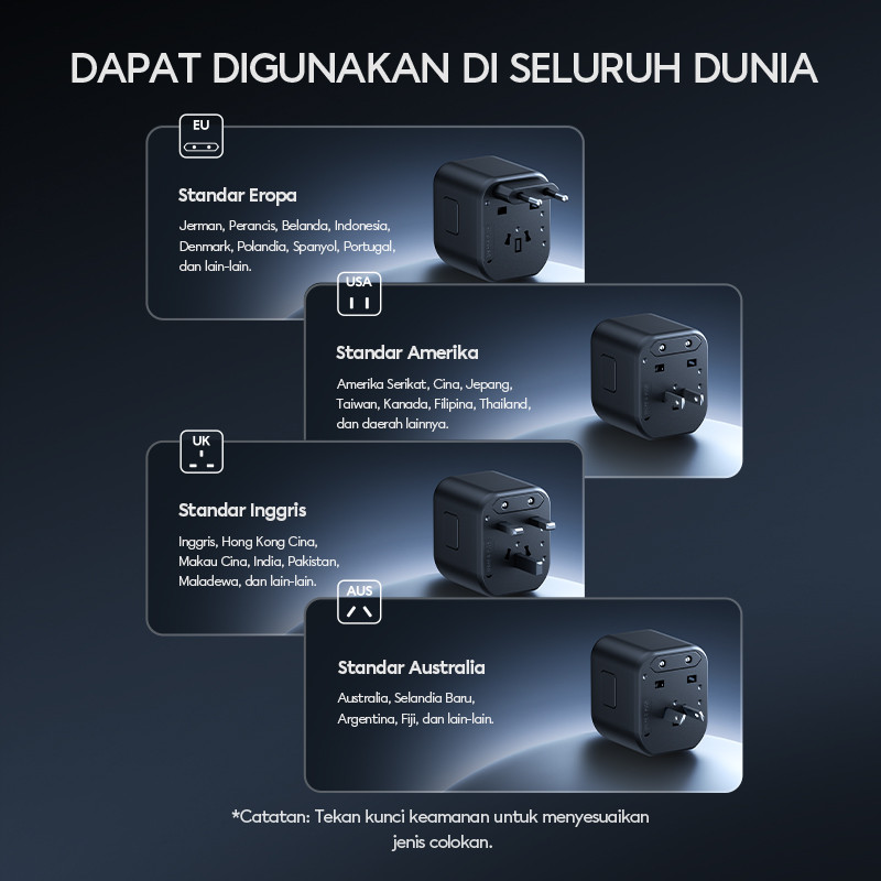 Jual VIVAN Travel Adaptor 12W Dual USB A Multi-country Power Adapter ...