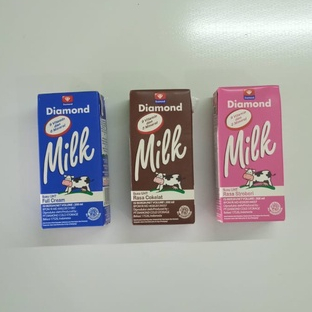 Jual DIAMOND Susu UHT Milk 200ml Rasa Full Cream, Stroberi, dan Coklat ...