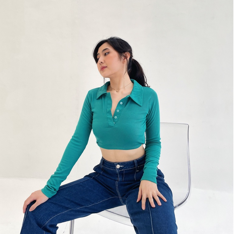 Jual LOTUS Jennie Top - Atasan Kerah V Neck - Top Longsleeve - Baju ...