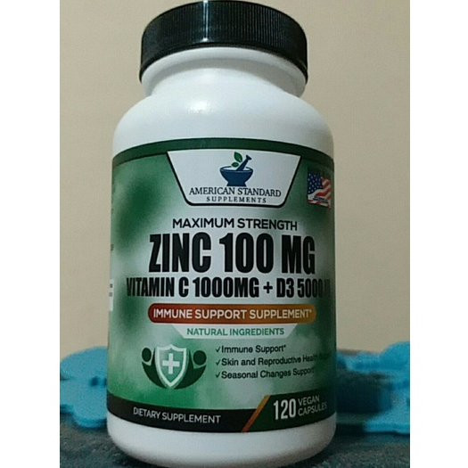 Jual Cod American Standard Supplement Zinc 100mg original Vitamin C 1000mg Vitamin D3 5000 IU ...