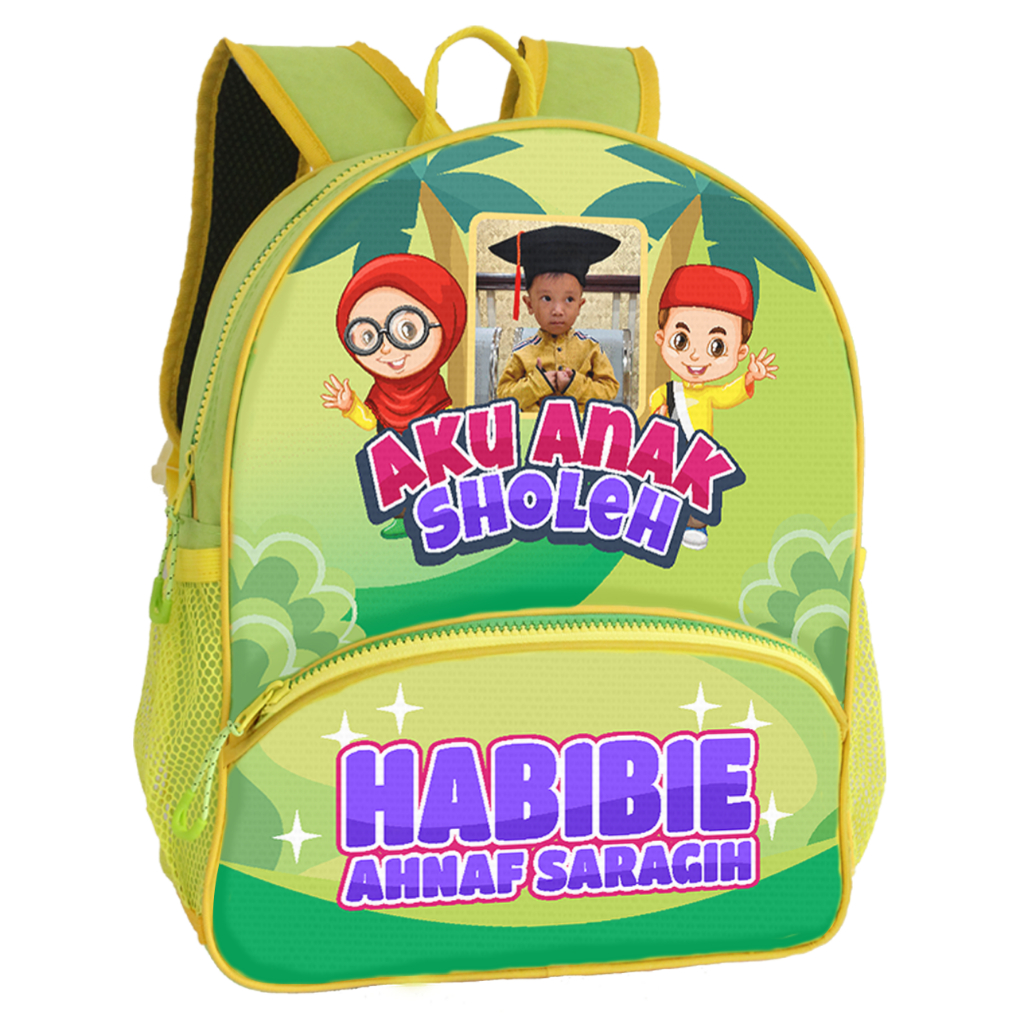 Jual Tas Ransel FREE Pasang NAMA & FOTO ~ SERI ANAK SOLEH SOLEHAH | 1 ...
