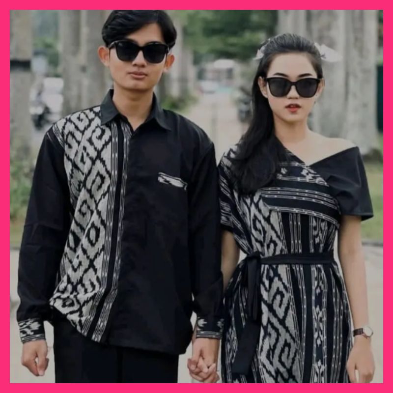 Jual (ready stok ) set couple dress tenun - dress cantik - tenun ethnic - dress pesta - dress ...