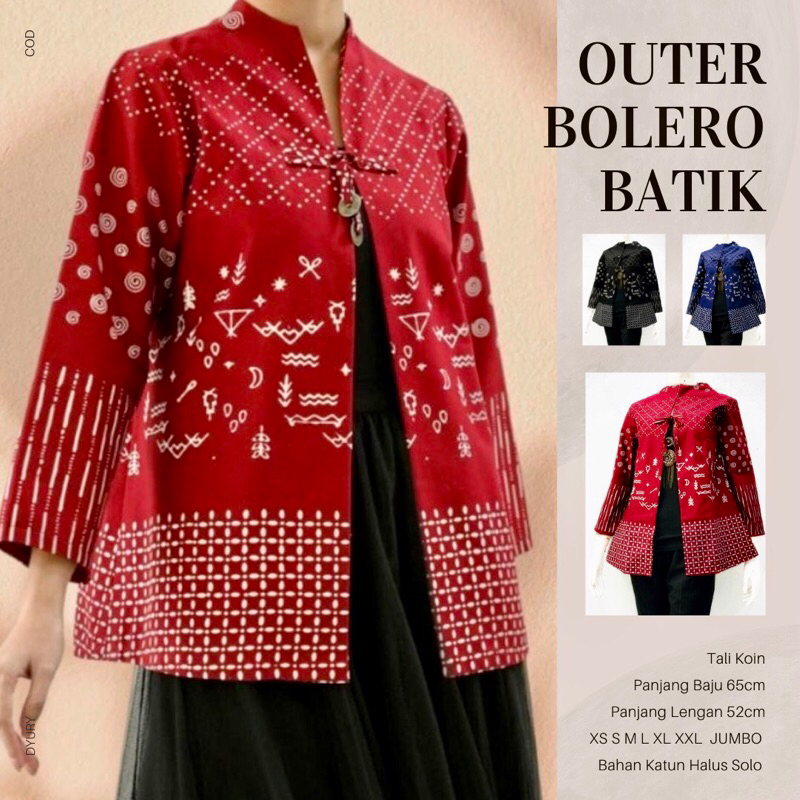 Jual Outer Bolero Batik Modern Jumbo Wanita Lengan Panjang Bahan Katun ...