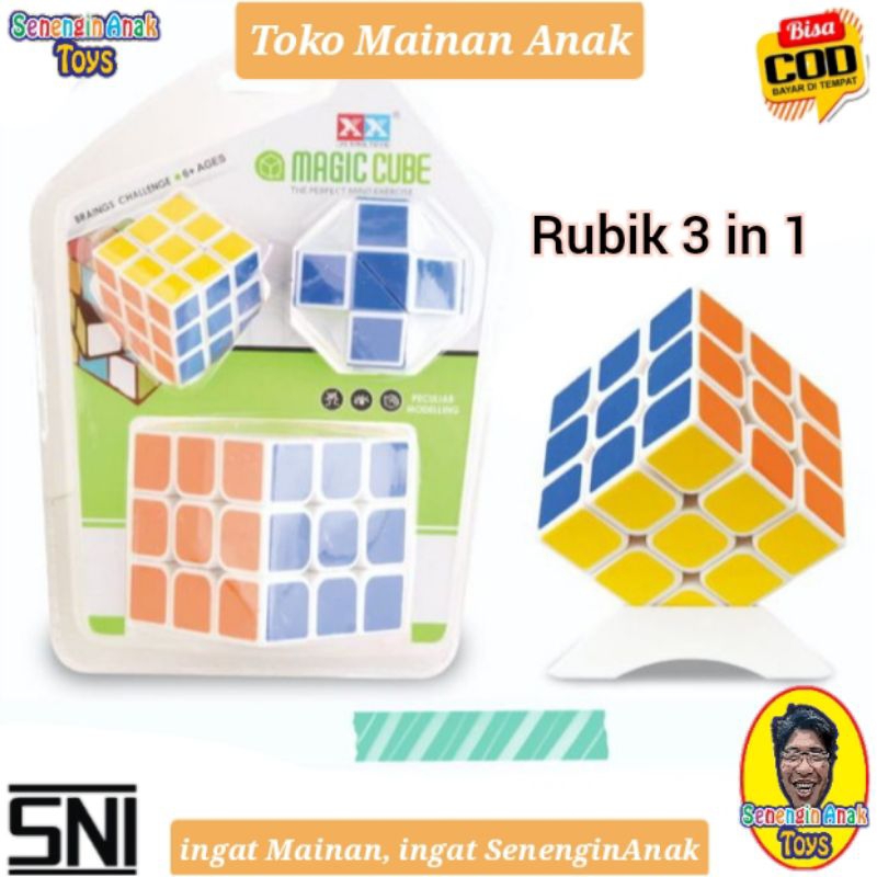 Jual Rubik Magic Cube 3x3 mainan asah otak isi 3 + rubik Snake Murah ...