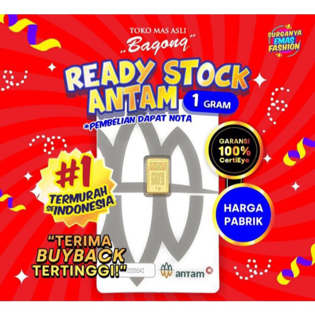 Jual Logam mulia ANTAM PRESS 1 GR EMAS BATANGAN TOKOMASASLIBAGONG ...