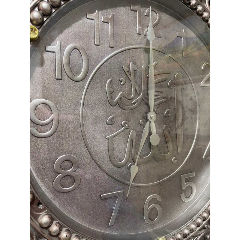 Jual JAM KALIGRAFI PETAK JUMBO JAM DINDING SILVER | Shopee Indonesia