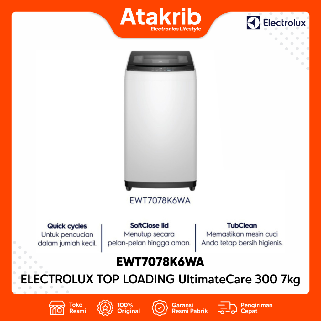 Jual ELECTROLUX TOP LOADING EWT7078K6WA UltimateCare 300 7kg | Shopee ...