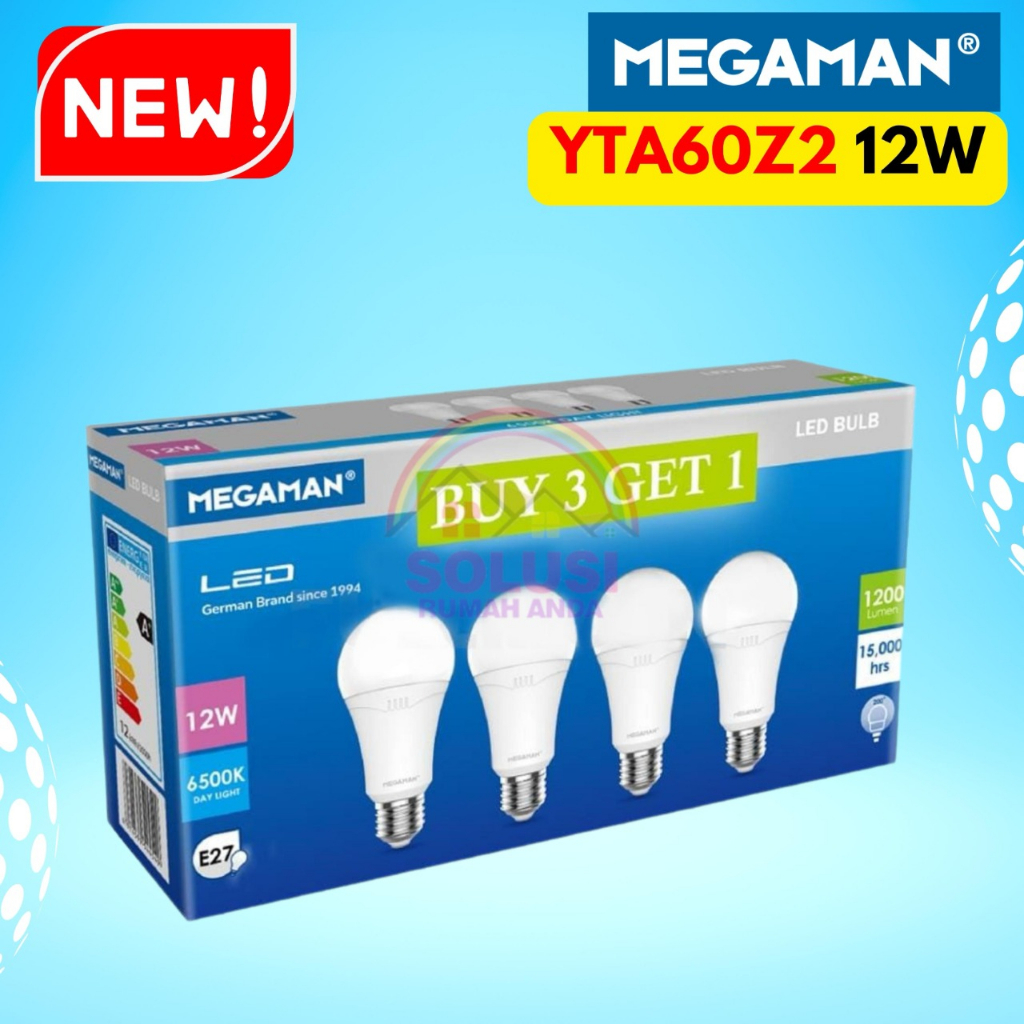 Jual LAMPU MEGAMAN A-BULB YTA60Z2 12W 6500K 4PK 170-240V | Shopee Indonesia