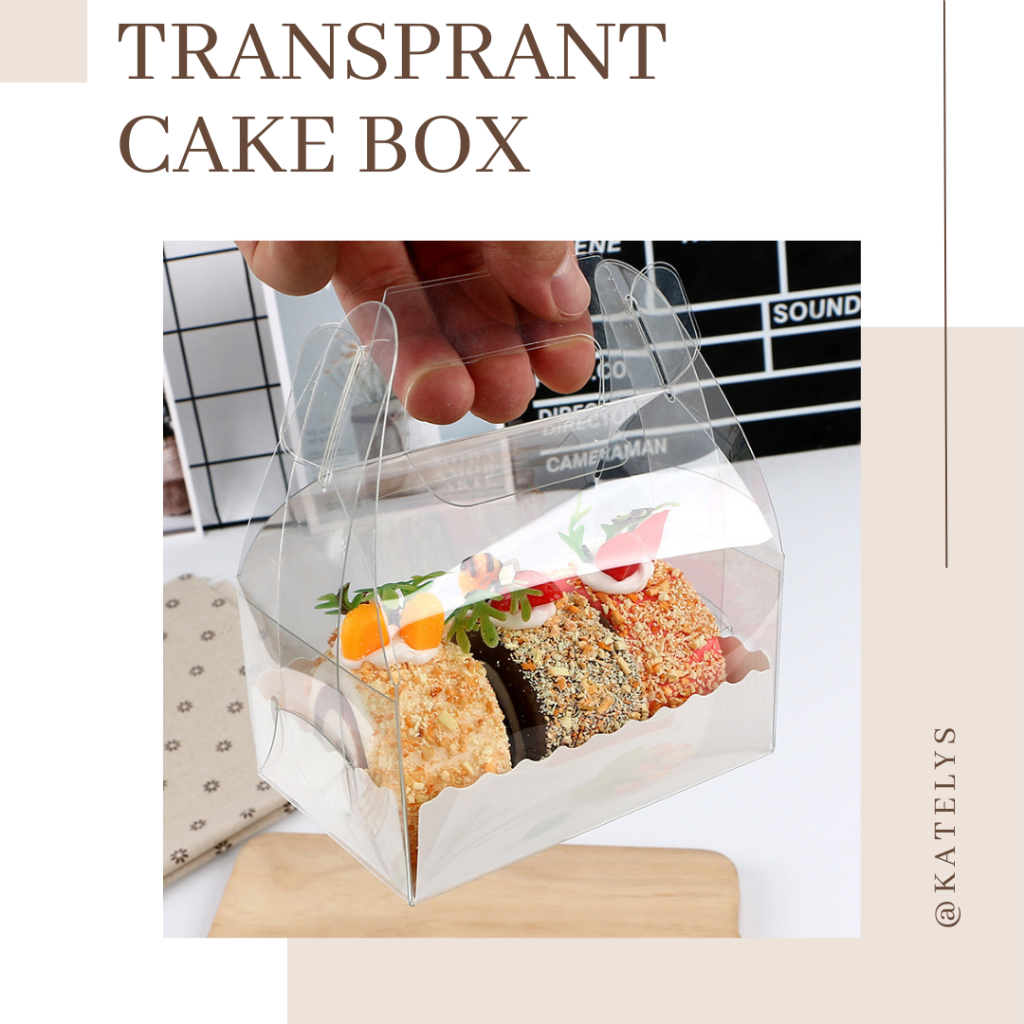 Jual Kotak Mika Kue Roll | Tempat Kue Dessert | Transparent Portable ...