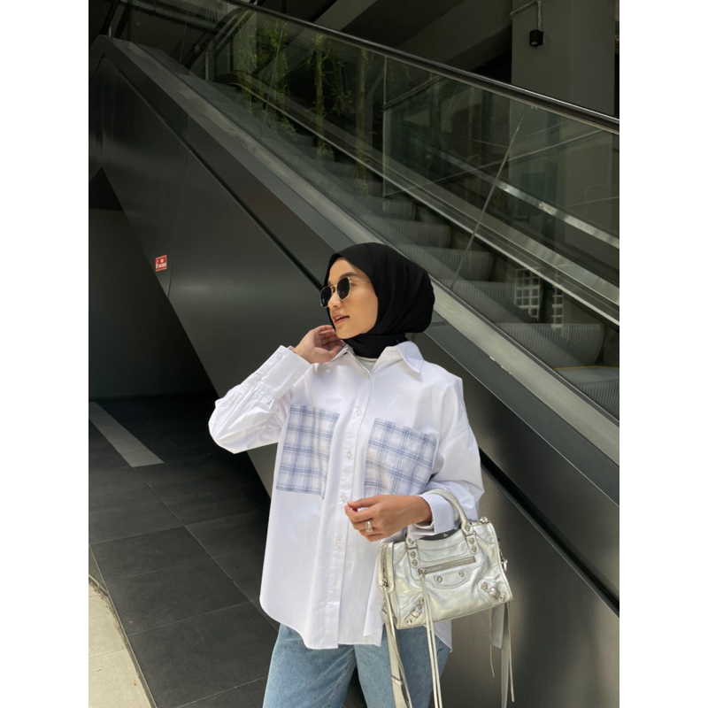 Jual CUCI GUDANG ZORA Shirt - Kemeja Putih Katun ( Linen Gingham ...