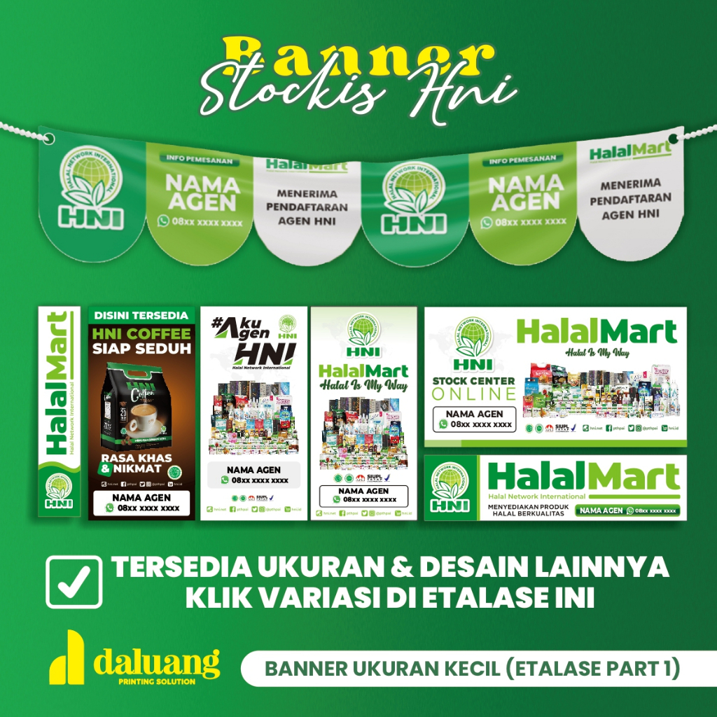 Jual Spanduk Banner Agen Stokiest HNI Halal Mart (Desain ukuran kecil & sedang Part 1) Bisa COD ...