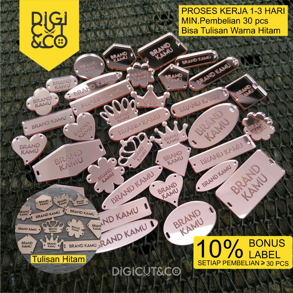 Jual Label Akrilik ROSEGOLD | Custom Cutting Label - Digicut&Co ...