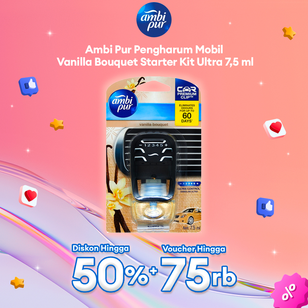Jual Ambi Pur Pengharum Mobil Vanilla Bouquet Starter Kit Ultra 7,5 ml ...