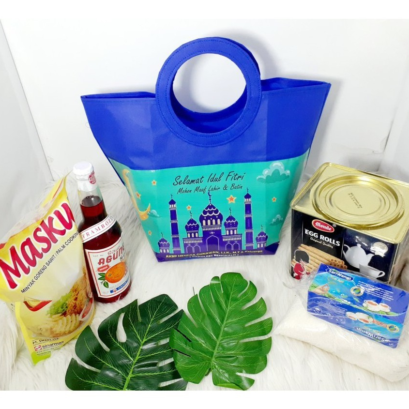 Jual Tas Parcel Lebaran Pegangan Bulat Custom | Shopee Indonesia