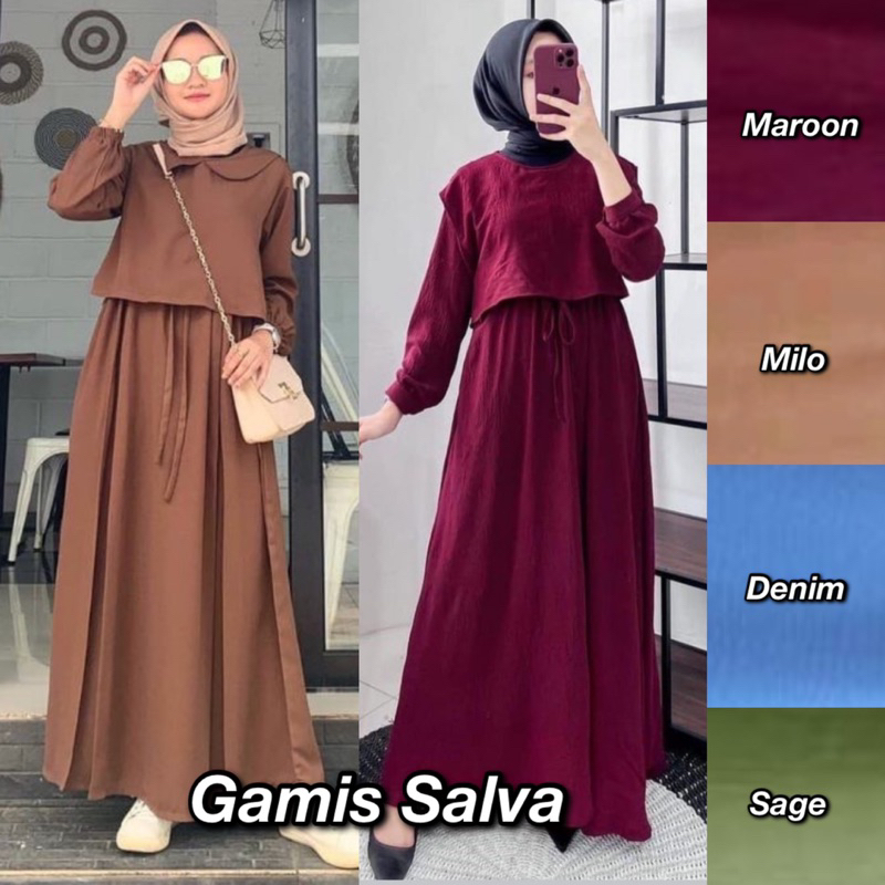 Jual gamis salva model rompi crinkel airflow | Shopee Indonesia