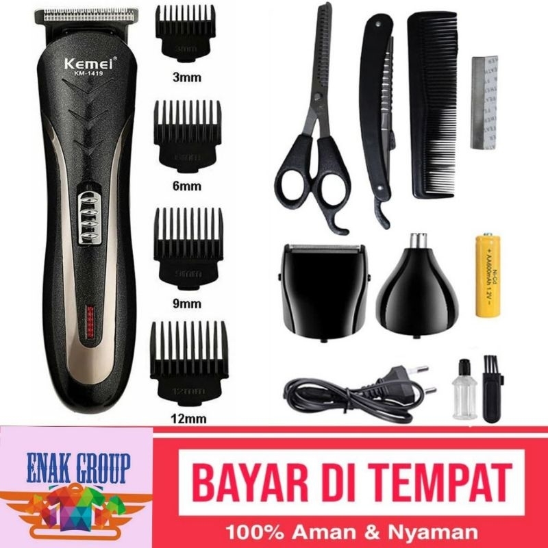 Jual Enak-Alat Cukur Rambut Kemei 3 in 1 Full Set/KM 1407/1419 Alat Cukur Rambut/Bulu Hidung ...